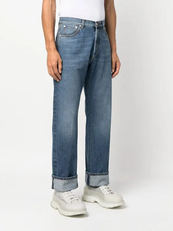 Alexander McQueen Turn-up Straight Jeans - Blue