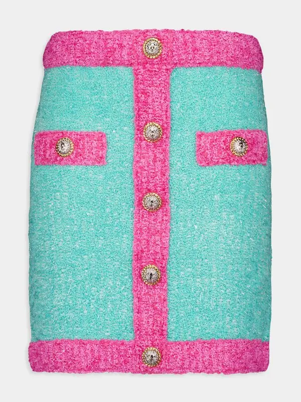 Balmain Buttoned Knit Mini Skirt - Blue