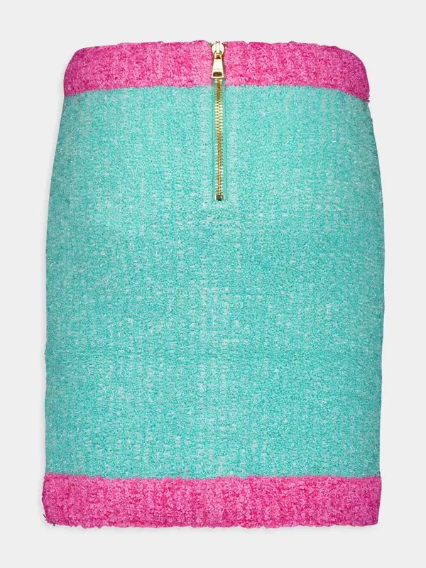 Balmain Two-tone Buttoned Knit Skirt - Blue