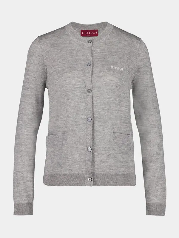 Gucci Mélange Cashmere Silk Cardigan - Grey
