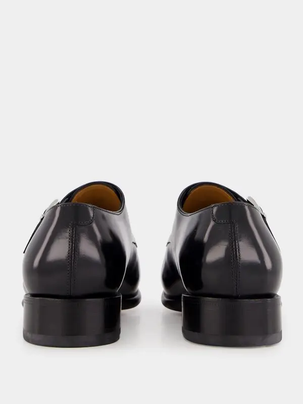 Santoni Leather Double-buckle Shoes - Black