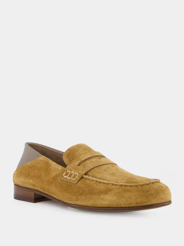 Manolo Blahnik Suede Penny Loafers - Brown