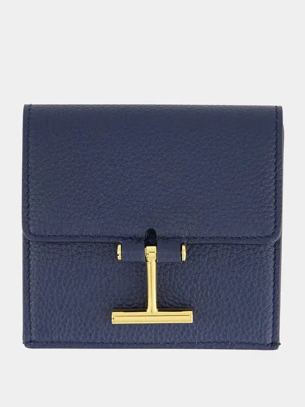 TOM FORD Denim Tara Grain Leather Card Holder - Blue