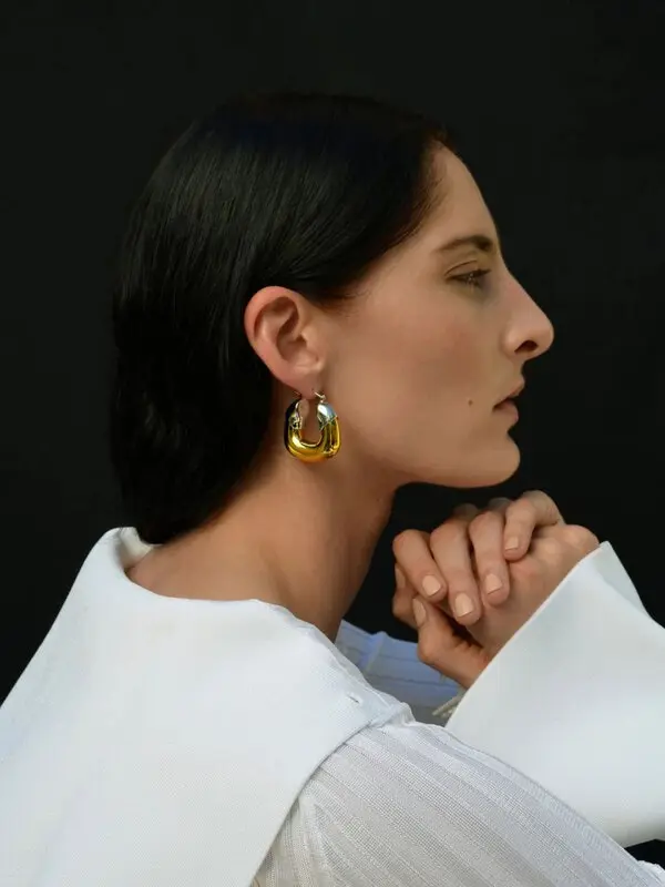 LIZZIE FORTUNATO Mixed Metal Organic Hoop Earrings - Gold