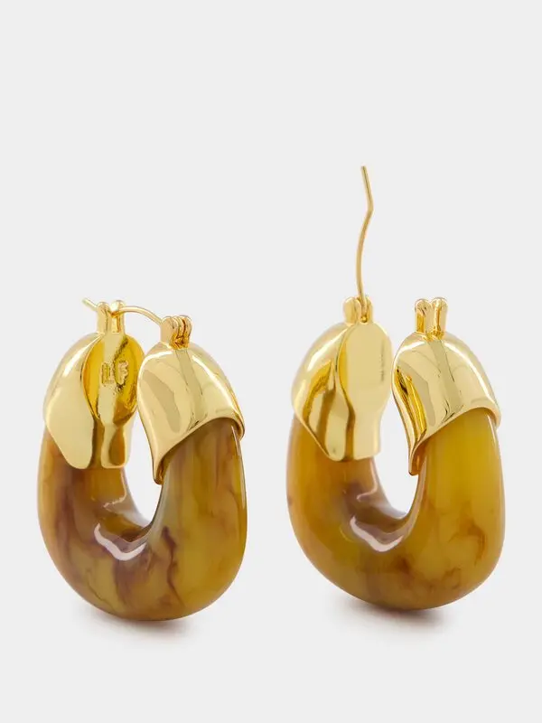 LIZZIE FORTUNATO Mini Organic Hoop Earrings - Brown