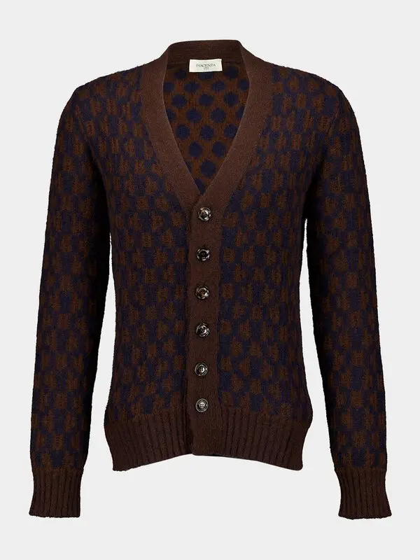 PIACENZA CASHMERE 1733 Blue And Cashmere-silk V-neck Cardigan - Brown