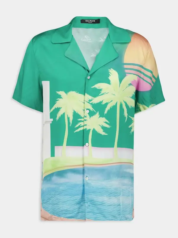 Balmain Short-sleeved Palm Tree Print Shirt - Multicolour