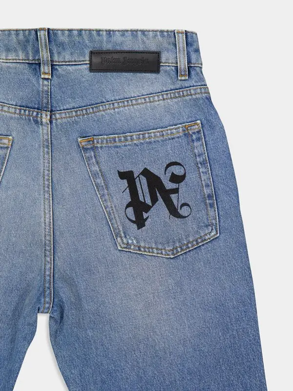 Palm Angels Distressed Monogram Straight-leg Jeans