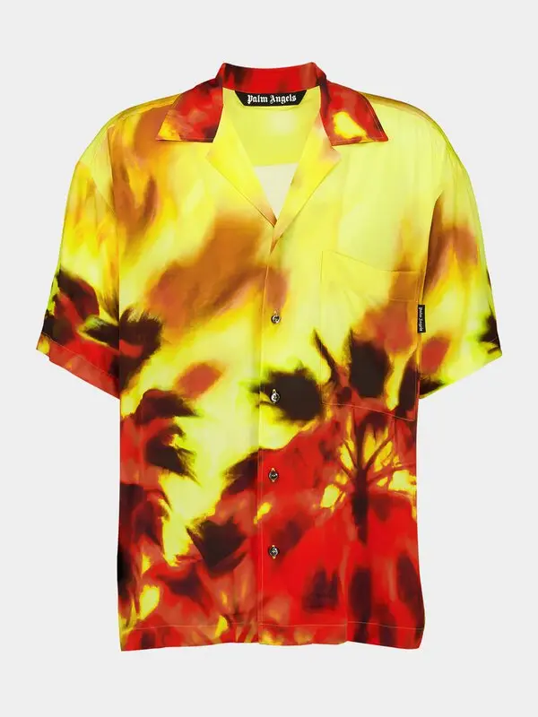 Palm Angels Palm Tree Flames Shirt - Yellow