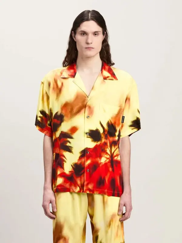 Palm Angels Palm Tree Flames Shirt - Yellow