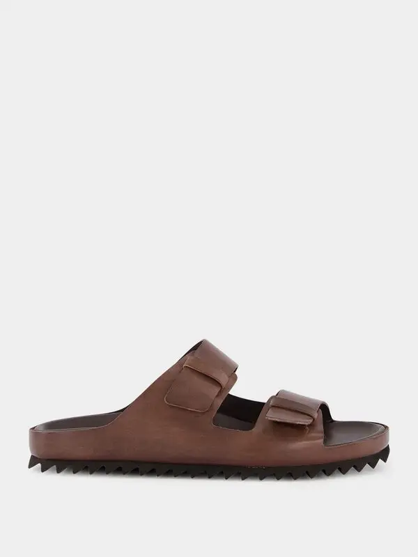 Officine Creative Agorà Leather Slides - Brown