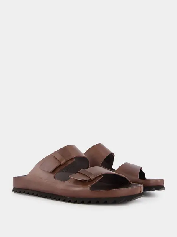 Officine Creative Agorà Leather Slides - Brown