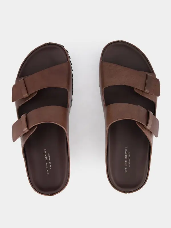Officine Creative Agorà Leather Slides - Brown