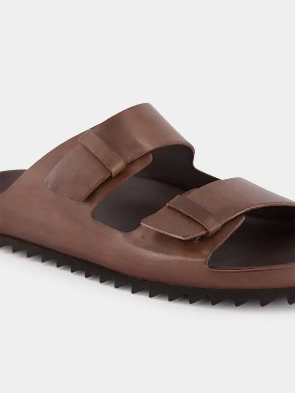 Officine Creative Agorà Leather Slides - Brown