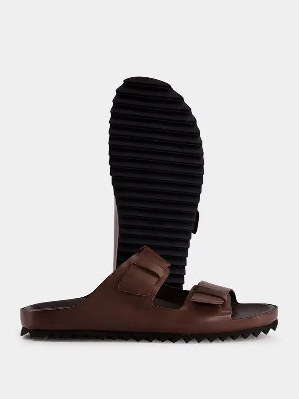 Officine Creative Agorà Leather Slides - Brown