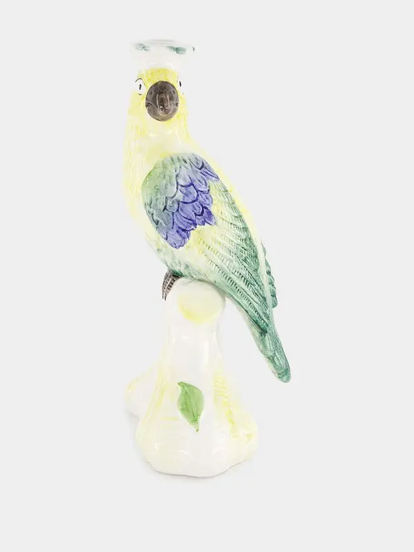 LES-OTTOMANS Parrot Ceramic Candle Holder - Multicolour