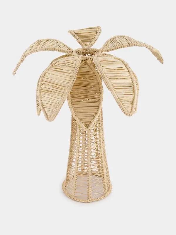 Coro Cora Palm Tree Iraca Large Candle Holder - Beige