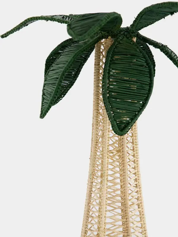 Coro Cora Dark Green Palm Tree Iraca Large Candle Holder - Beige