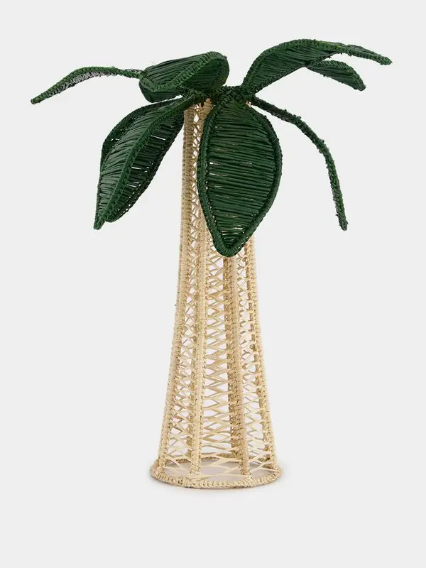Coro Cora Dark Green Palm Tree Iraca Large Candle Holder - Beige