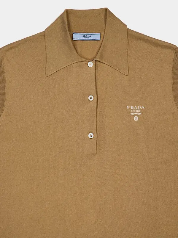 Prada Sleeveless Silk Knit Polo Shirt