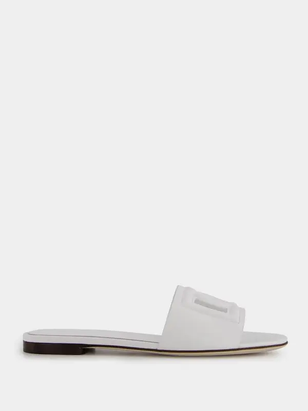 Dolce & Gabbana Dg Logo Calfskin Sliders - White