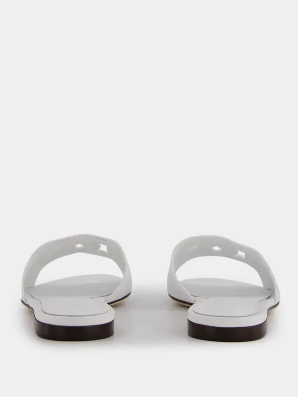 Dolce & Gabbana Dg Logo Calfskin Sliders - White