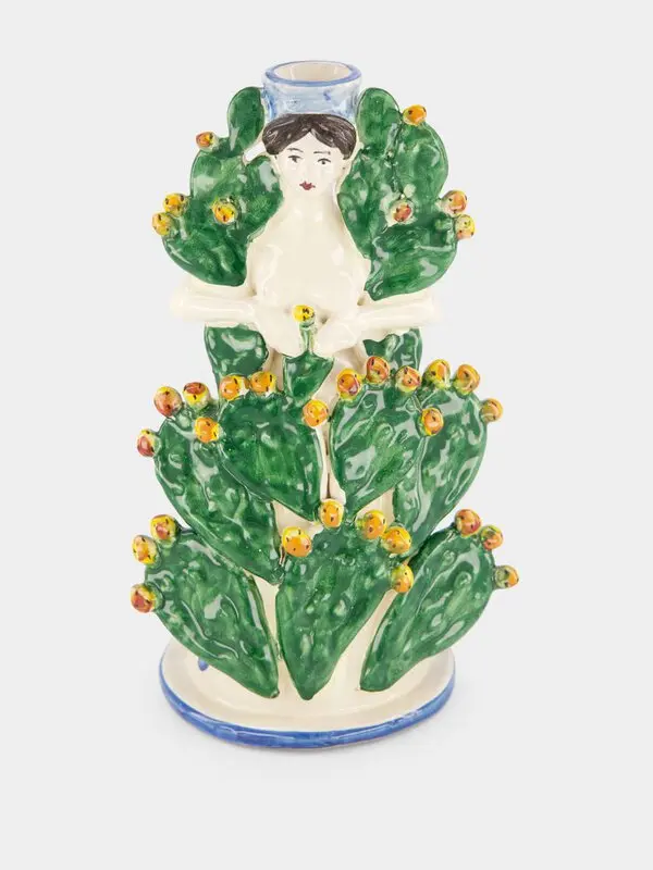 LES-OTTOMANS Hand-painted Ceramic Candleholder - Multicolour