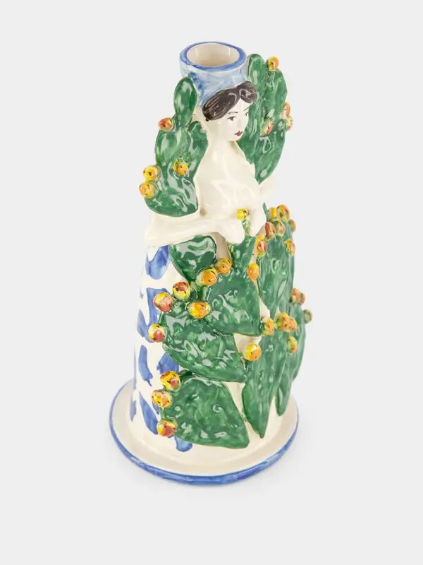 LES-OTTOMANS Hand-painted Ceramic Candleholder - Multicolour