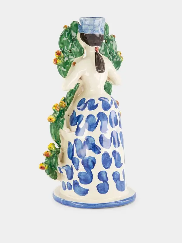 LES-OTTOMANS Hand-painted Ceramic Candleholder - Multicolour