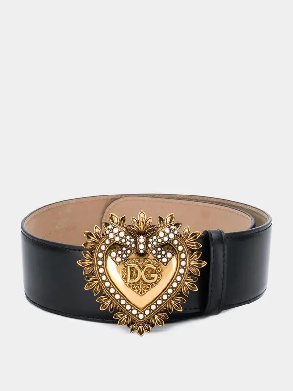 Dolce & Gabbana Devotion Leather Belt - Black