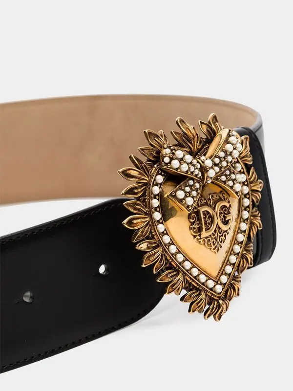 Dolce & Gabbana Devotion Leather Belt - Black