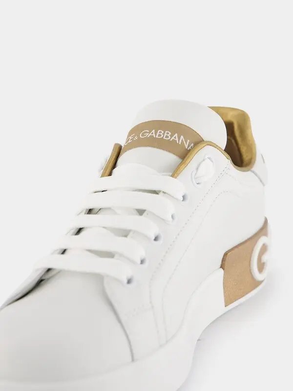 Dolce & Gabbana Portofino Leather Sneakers - Gold
