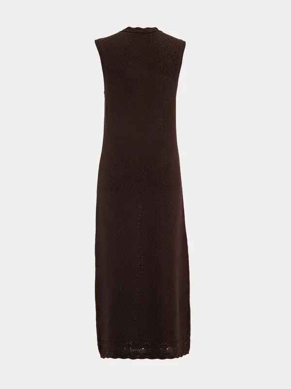 FRAME Sleeveless Knitted Maxi Dress - Brown