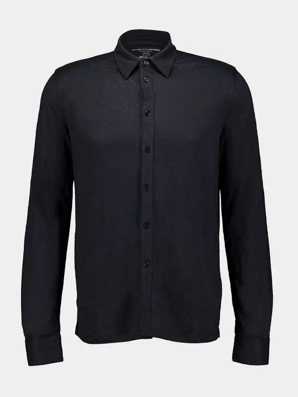 Majestic Filatures Linen Long-sleeved Shirt - Black
