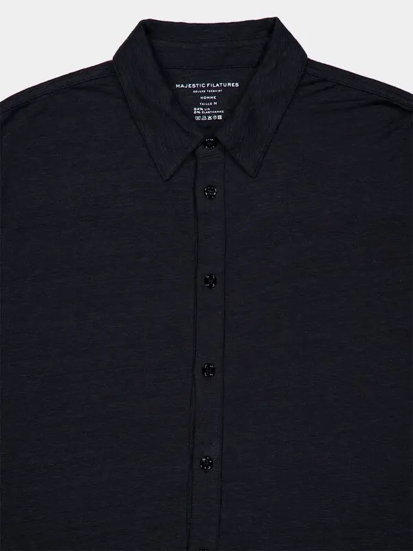 Majestic Filatures Linen Long-sleeved Shirt - Black