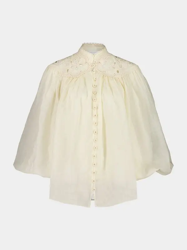 Zimmermann Embroidered Ramie Blouse