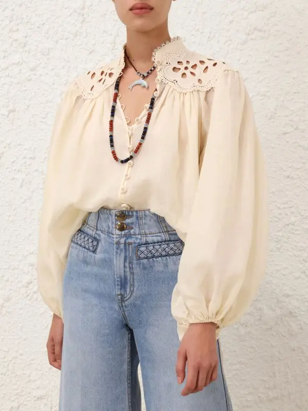 Zimmermann Embroidered Ramie Blouse