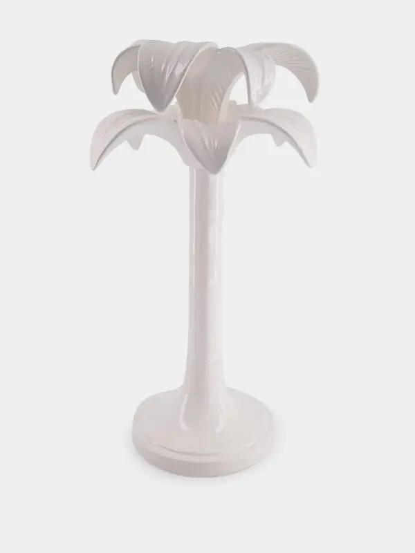LES-OTTOMANS Large Sugar Cane Ceramic Candleholder - White