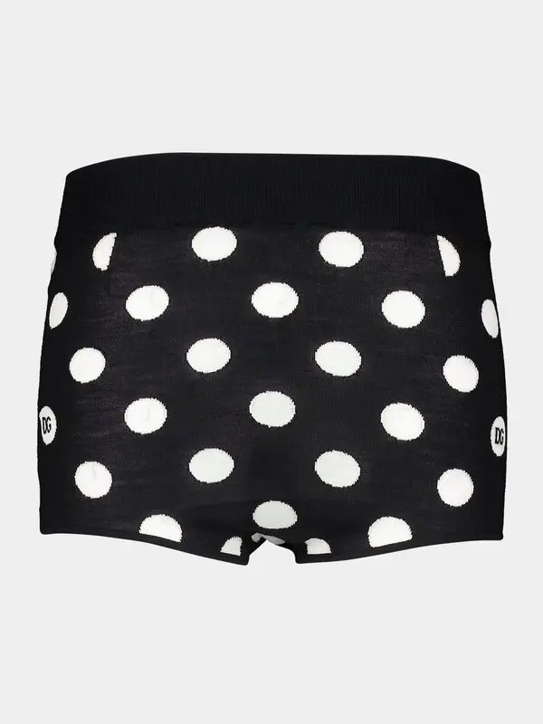 Dolce & Gabbana Polka-dot Wool And Silk High-waisted Panties - Black