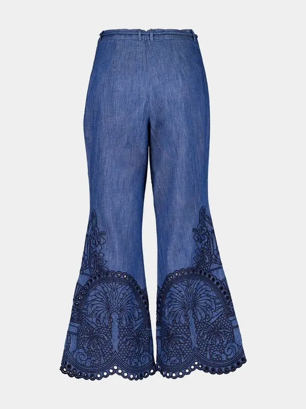 Zimmermann Coco Embroidered Denim Pant