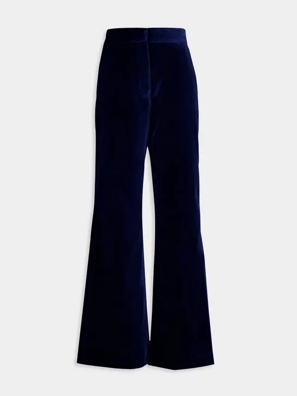 PAULA Sam Poseidon Wide-leg Velvet Trousers - Blue