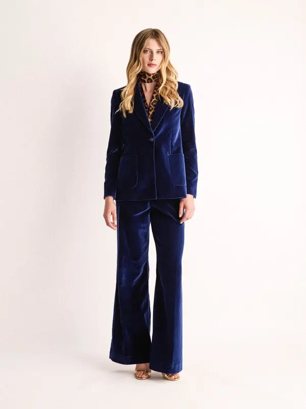 PAULA Sam Poseidon Wide-leg Velvet Trousers