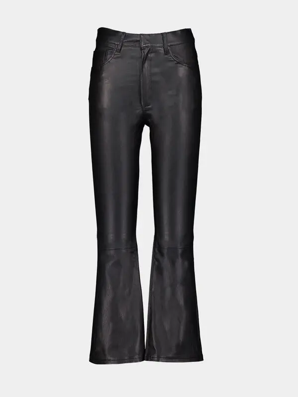 PAULA Zircon Tap Shoe Flared Leather Pants - Black