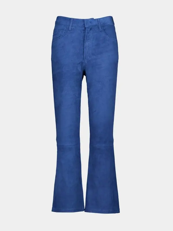 PAULA Zircon Poseidon Flared Suede Pants - Blue