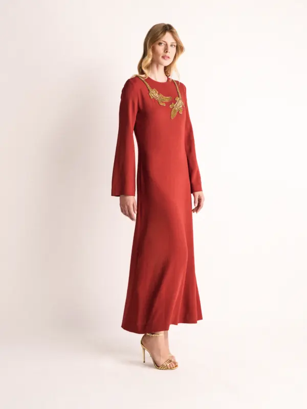 PAULA Enoki Burnt Henna Midi Dress