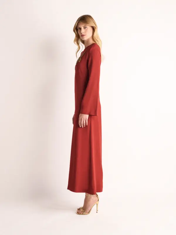 PAULA Enoki Burnt Henna Midi Dress