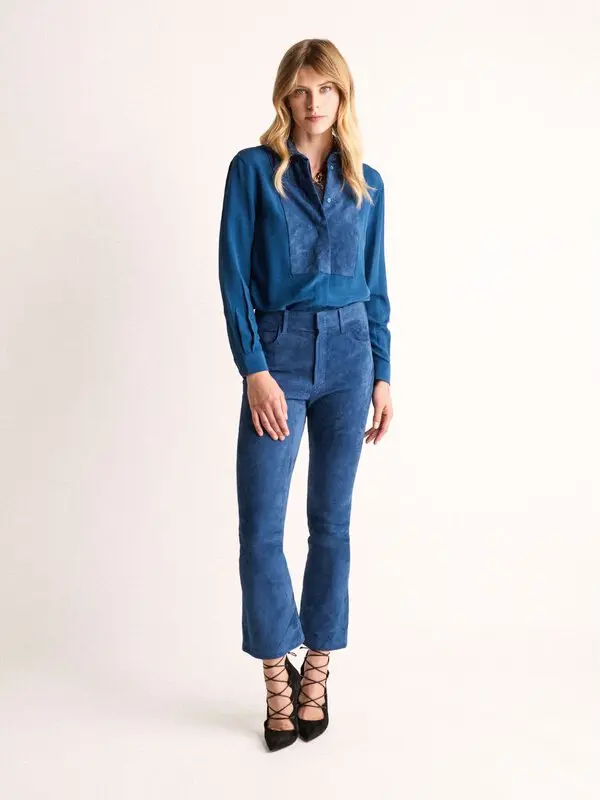 PAULA Cosmos Poseidon Shirt With Suede Bib - Blue