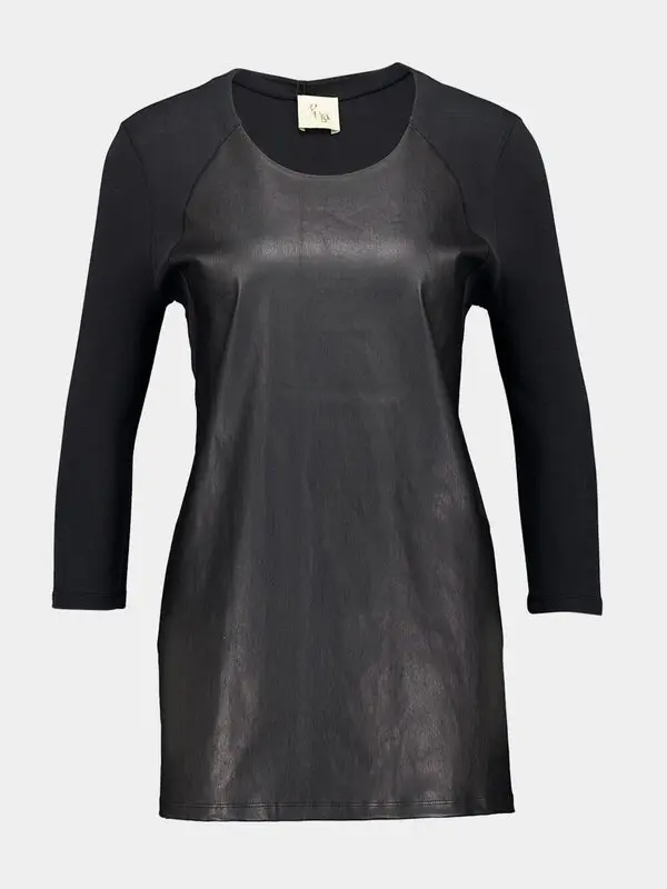 PAULA Leather Bib Silk Blouse