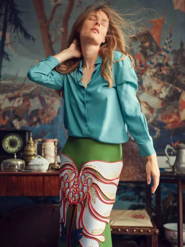 PAULA Brittany Silk Shirt - Blue