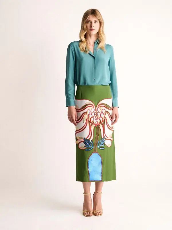 PAULA Brittany Silk Shirt - Blue